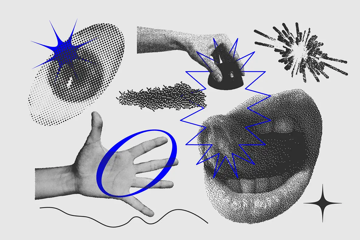 129 Vector Halftone Bitmap Shapes Graphics - YouWorkForThem