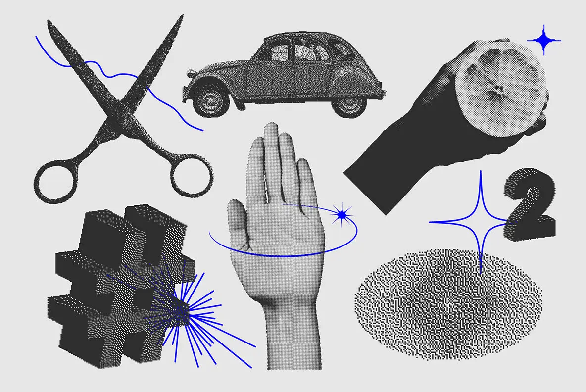 129 Vector Halftone Bitmap Shapes Graphics - YouWorkForThem