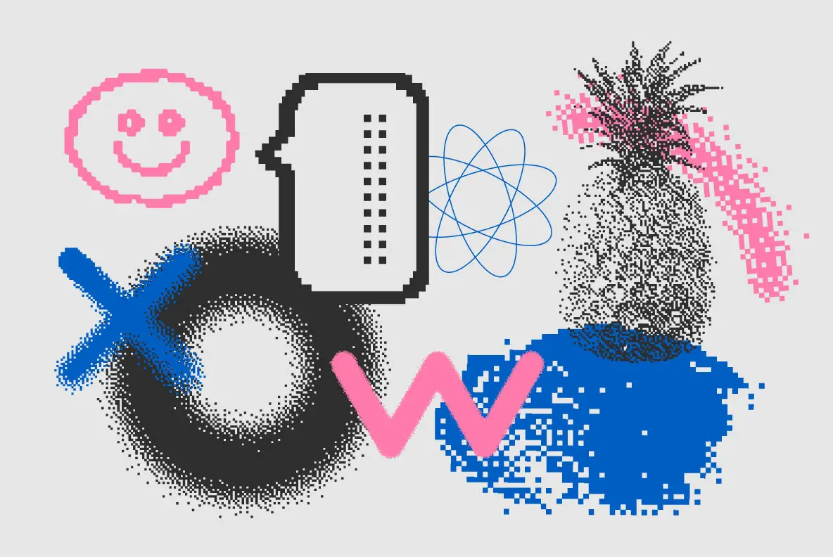 126 Vector Dither Textured Clip Art Shapes Graphics - YouWorkForThem