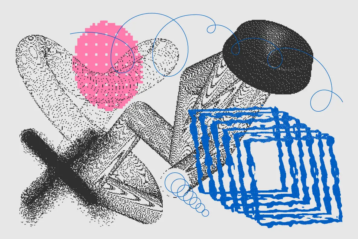 126 Vector Dither Textured Clip Art Shapes Graphics - YouWorkForThem