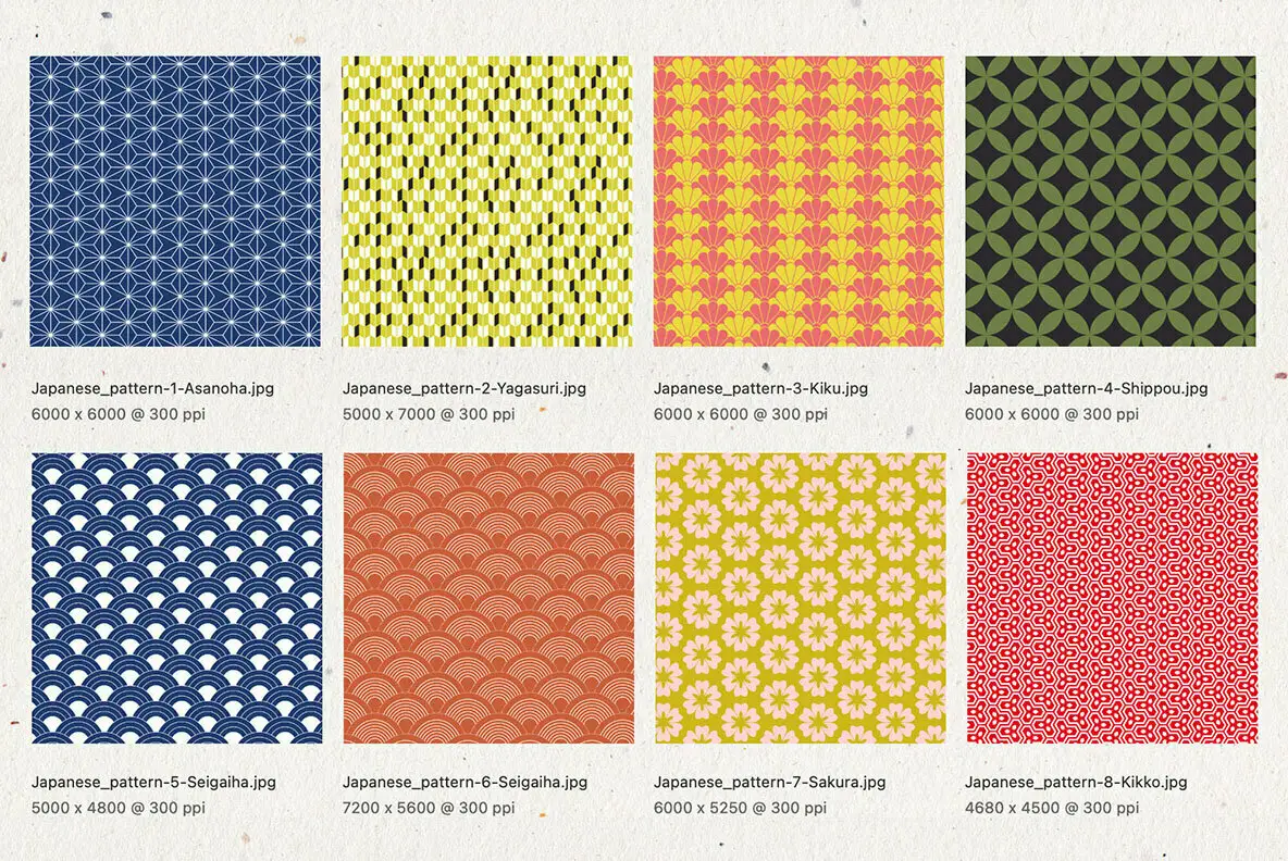 Japanese Patterns and Elements Set Graphics - YouWorkForThem