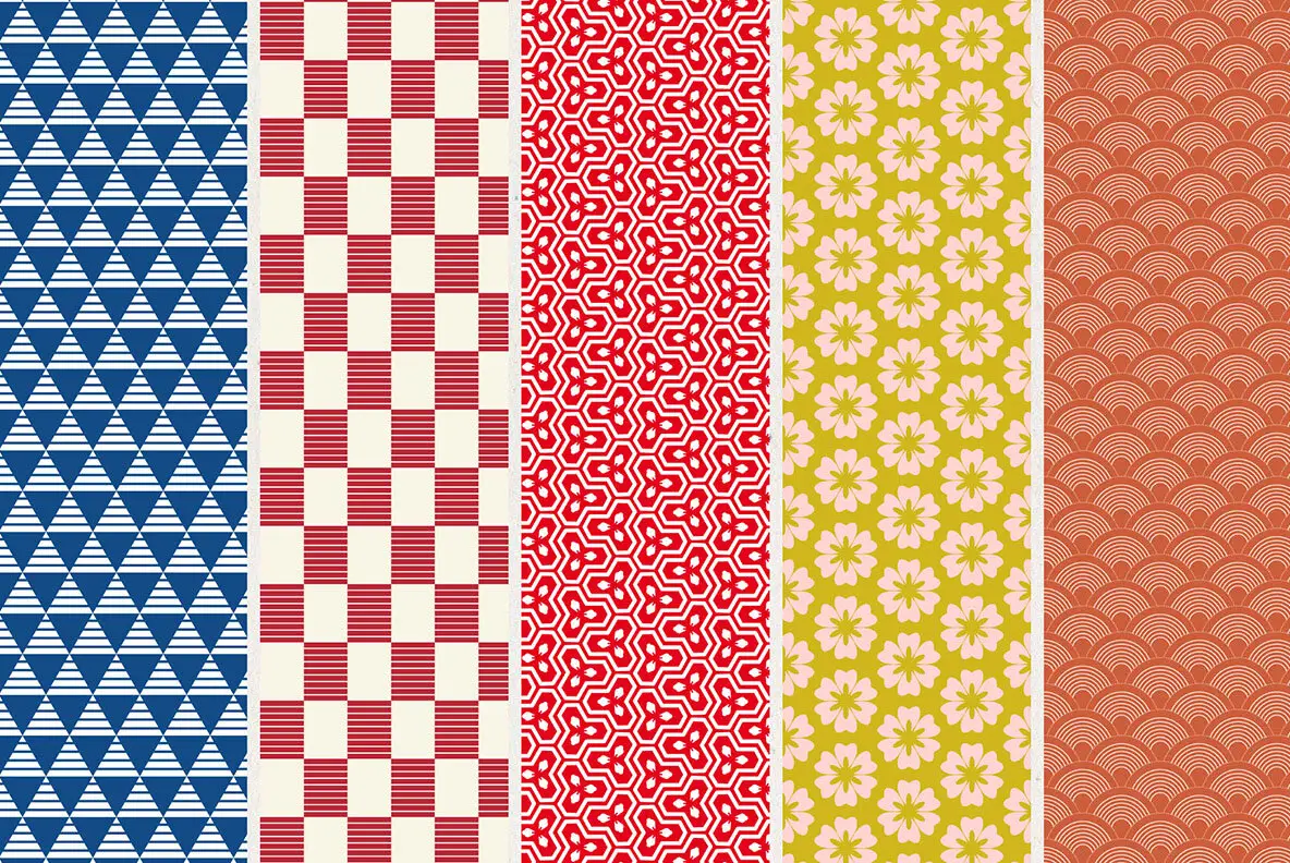 Japanese Patterns and Elements Set Patterns - YouWorkForThem