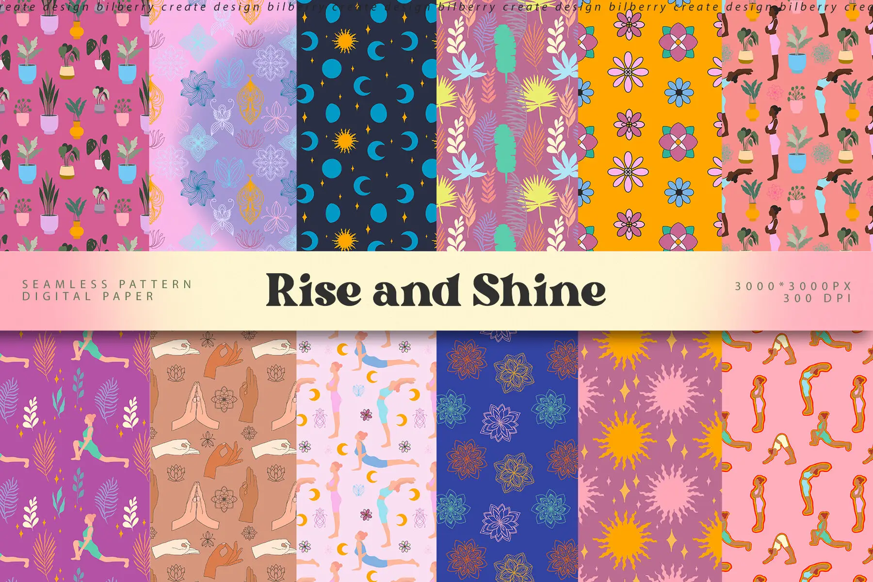 Rise and Shine Yoga Art Set! Graphics - YouWorkForThem