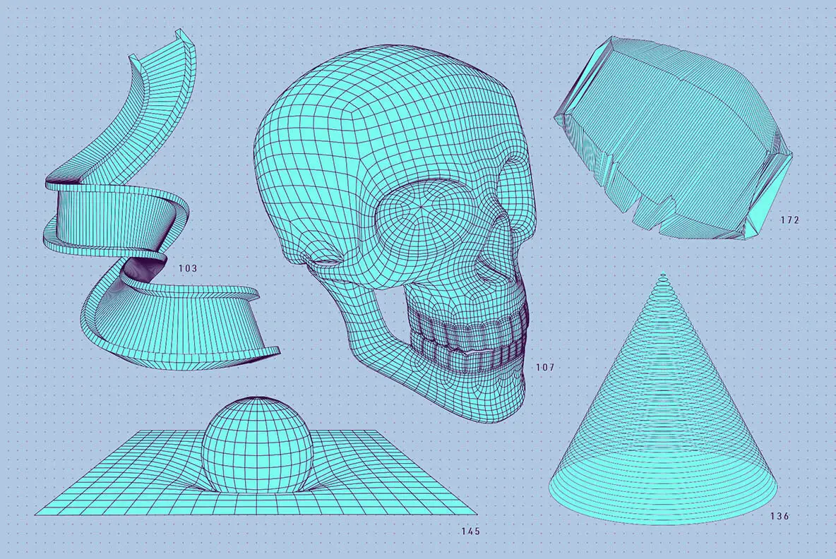 200 Vector Wireframe Shapes Graphics - YouWorkForThem