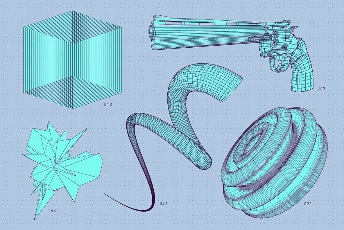 200 Vector Wireframe Shapes Graphics - YouWorkForThem