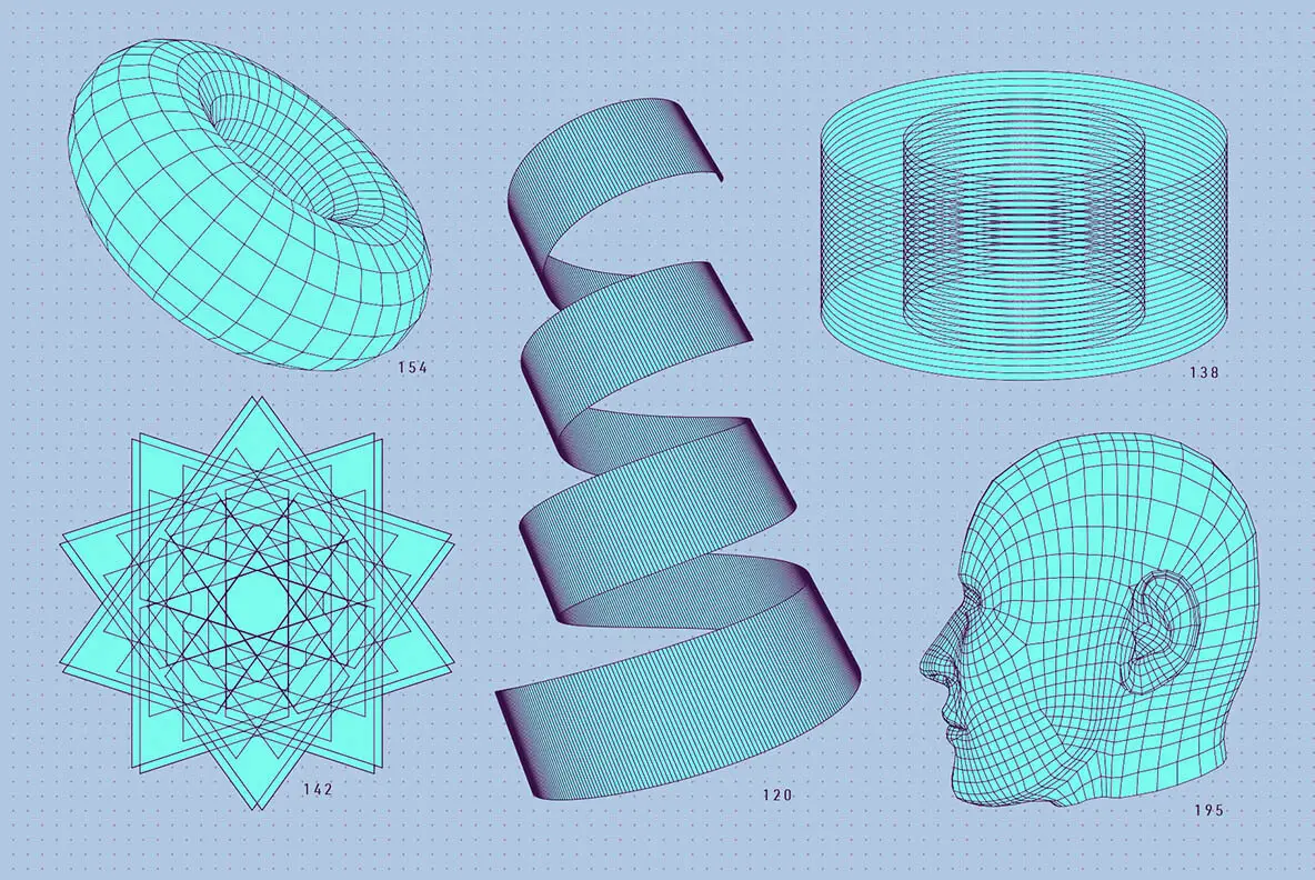 200 Vector Wireframe Shapes Graphics - YouWorkForThem