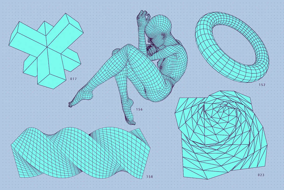 200 Vector Wireframe Shapes Graphics - YouWorkForThem