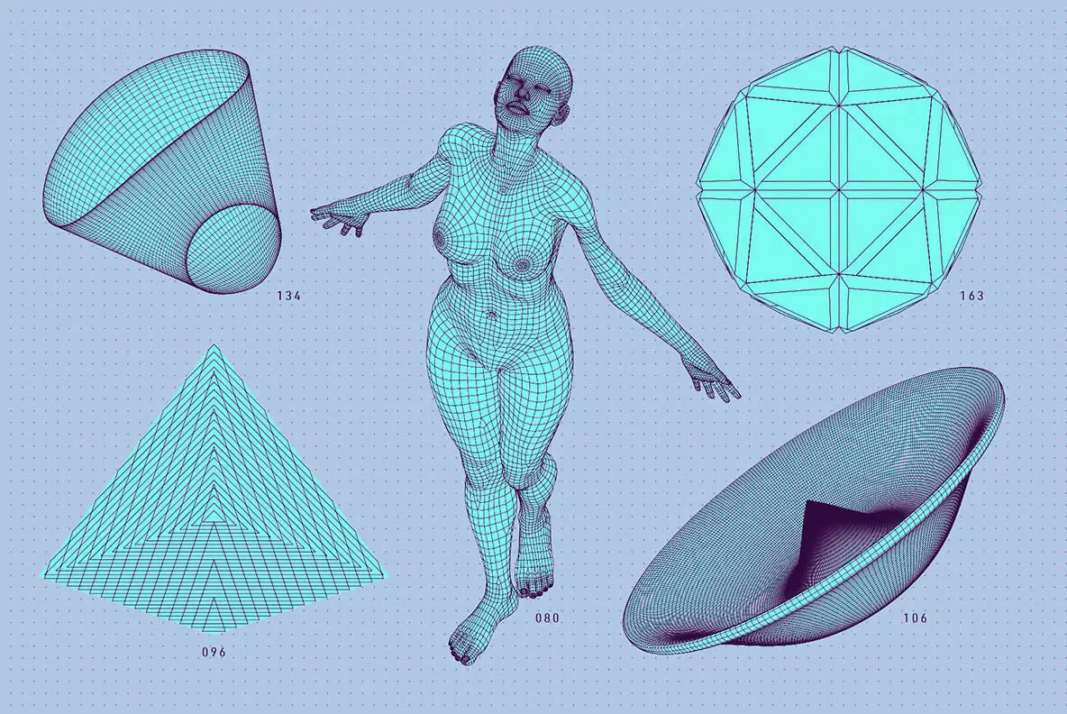 200 Vector Wireframe Shapes Graphics - YouWorkForThem