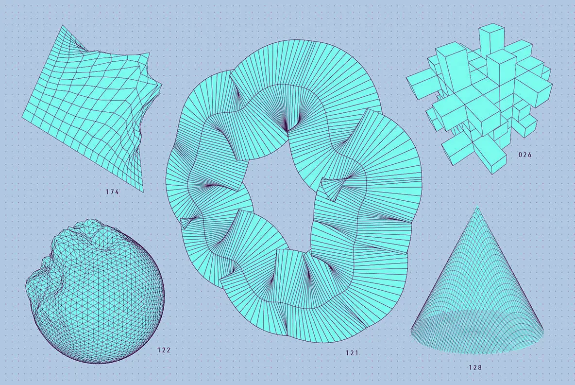 200 Vector Wireframe Shapes Graphics - YouWorkForThem
