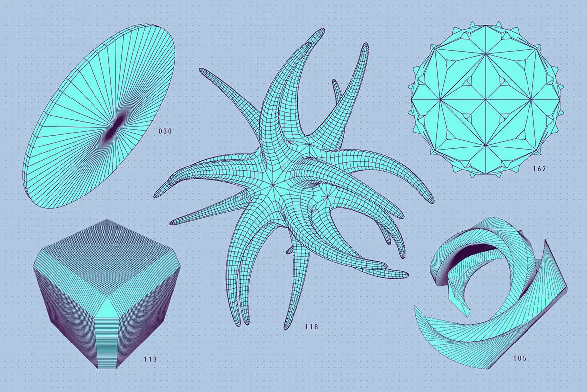 200 Vector Wireframe Shapes Graphics - YouWorkForThem