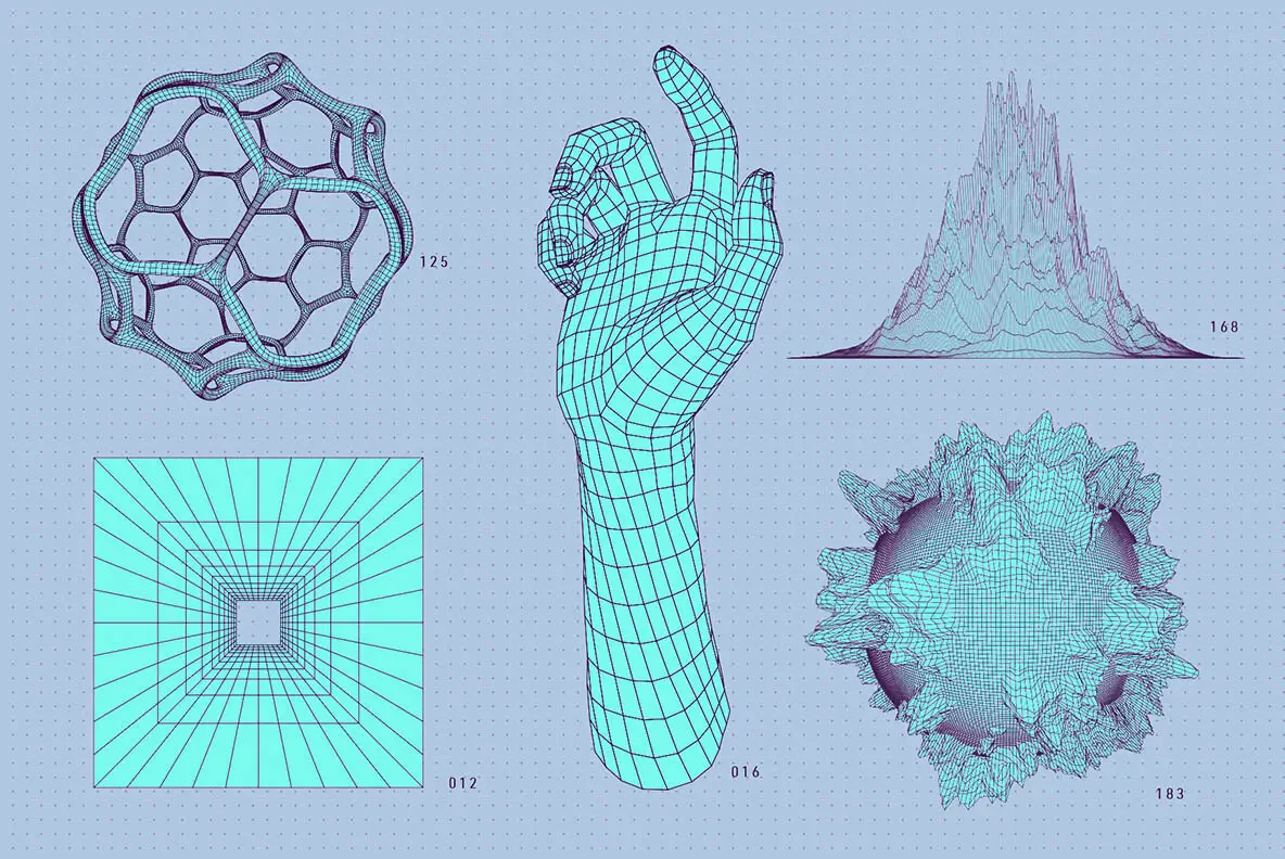 200 Vector Wireframe Shapes Graphics - YouWorkForThem