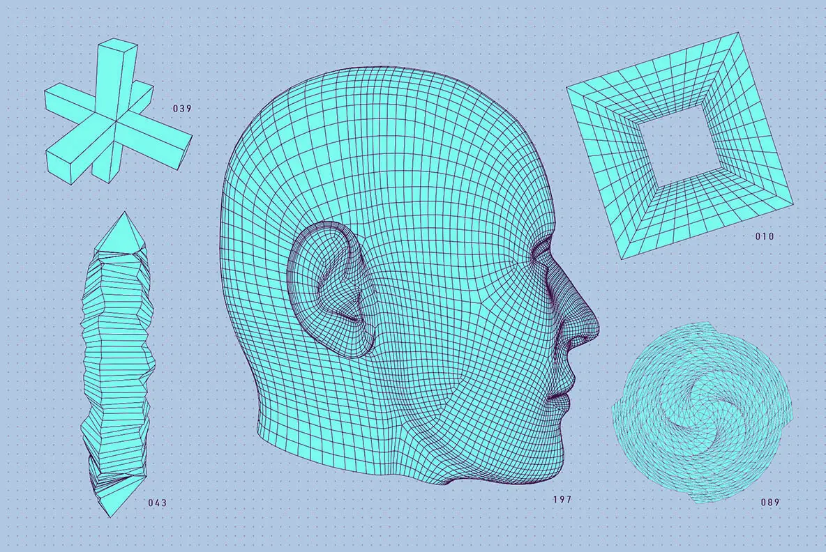 200 Vector Wireframe Shapes Graphics - YouWorkForThem