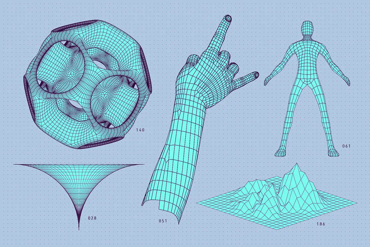 200 Vector Wireframe Shapes Graphics - YouWorkForThem