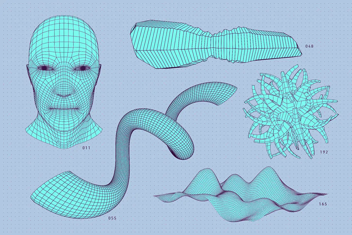 200 Vector Wireframe Shapes Graphics - YouWorkForThem