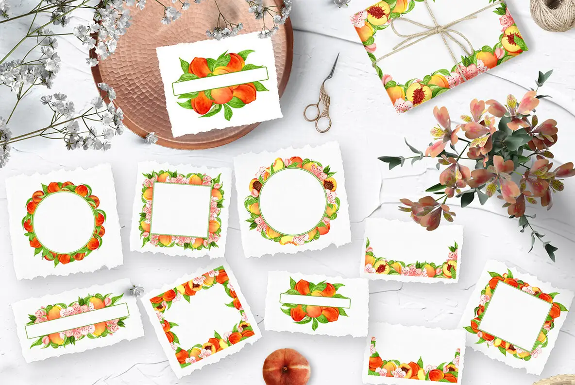 Peach Watercolor Set Illustrations - YouWorkForThem