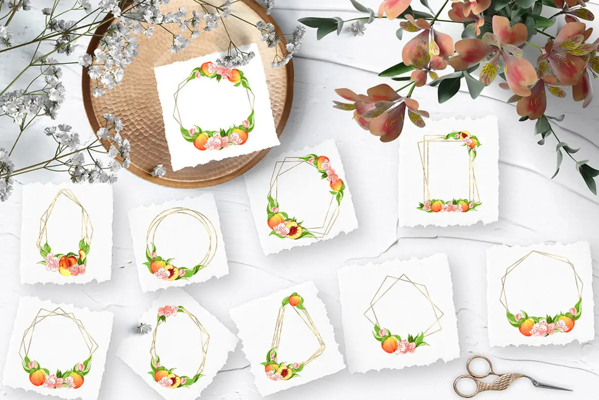 Peach Watercolor Set Illustrations - YouWorkForThem