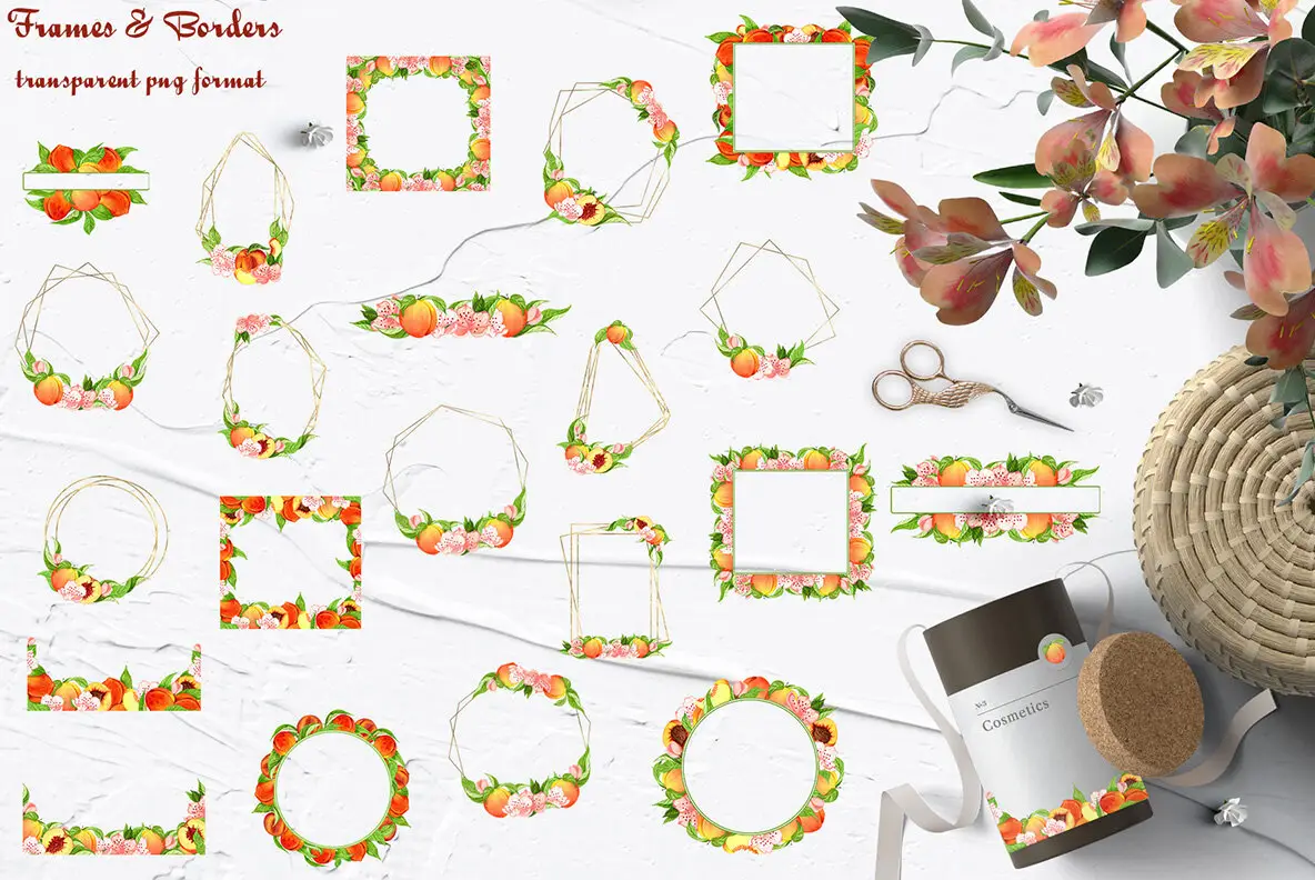 Peach Watercolor Set Illustrations - YouWorkForThem
