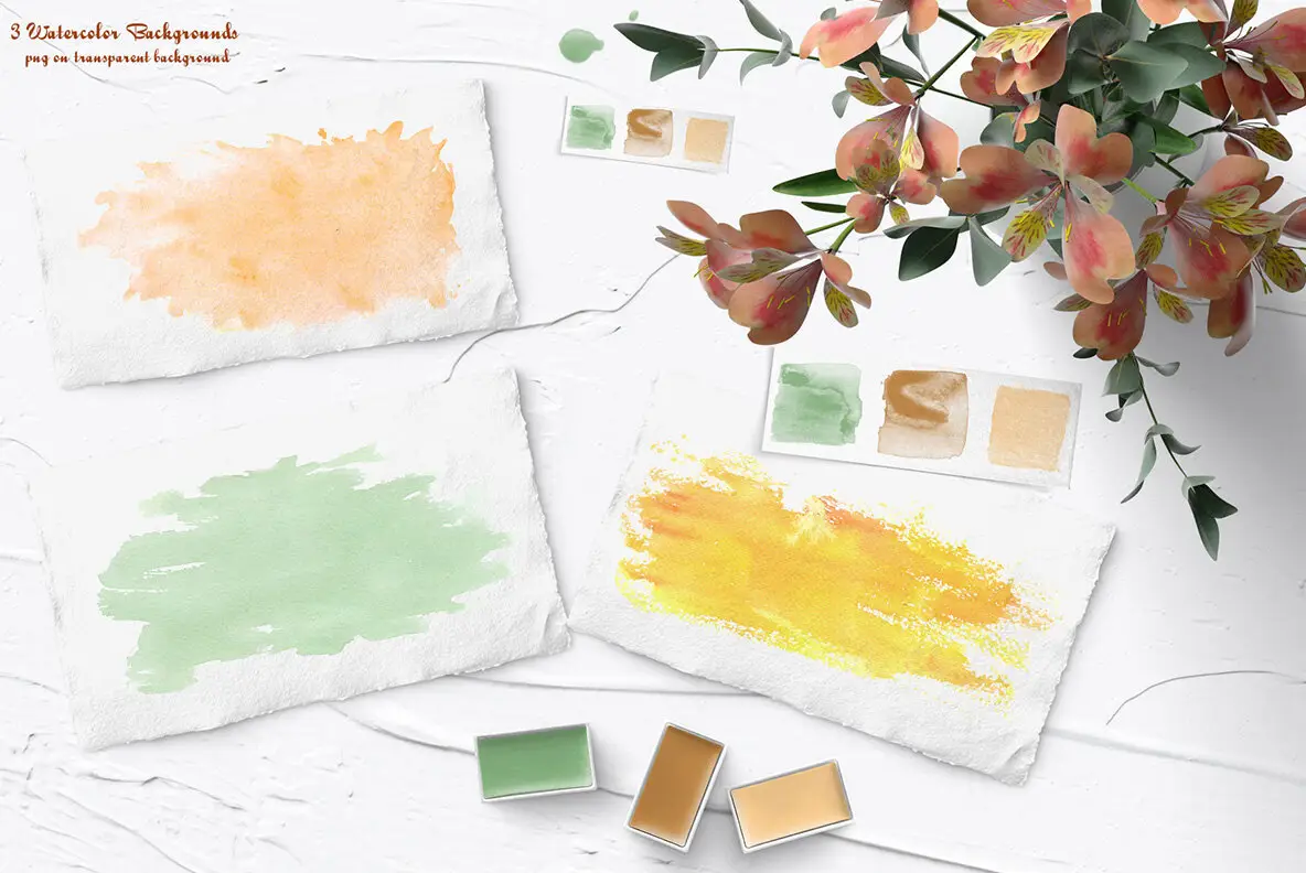 Peach Watercolor Set Graphics - YouWorkForThem
