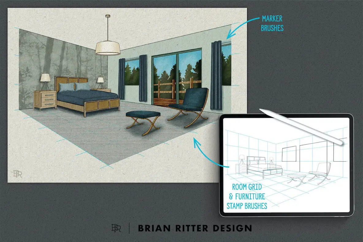 Interior Design Toolkit for Procreate - YouWorkForThem