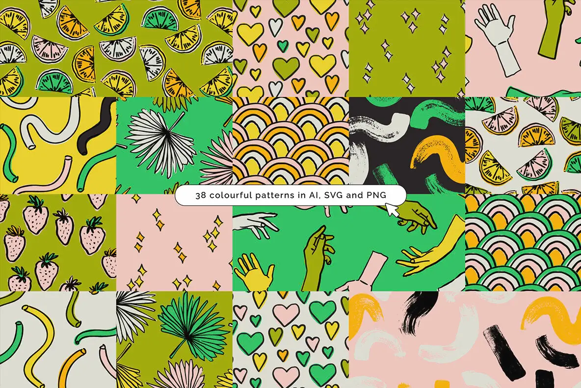 Spring Tutti Frutti Vector Patterns Graphics - YouWorkForThem
