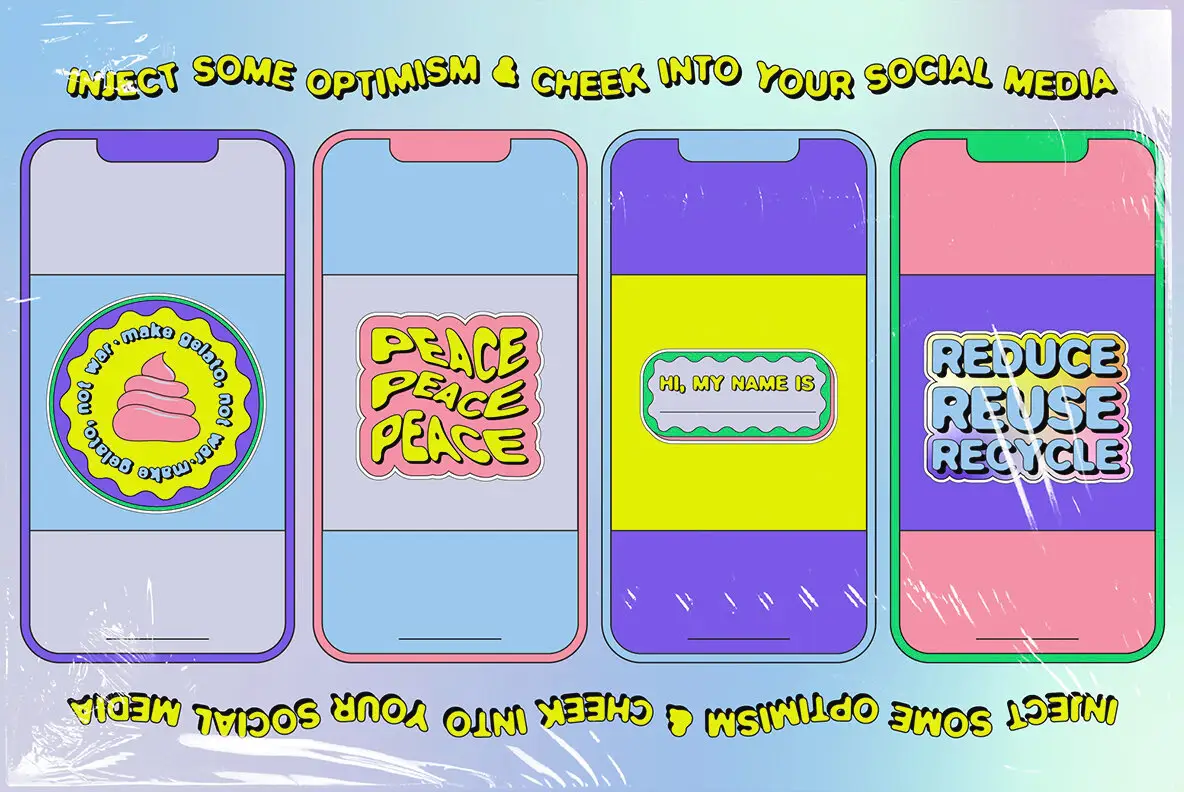 Stickerland 2000s Vector Set Illustrations - YouWorkForThem