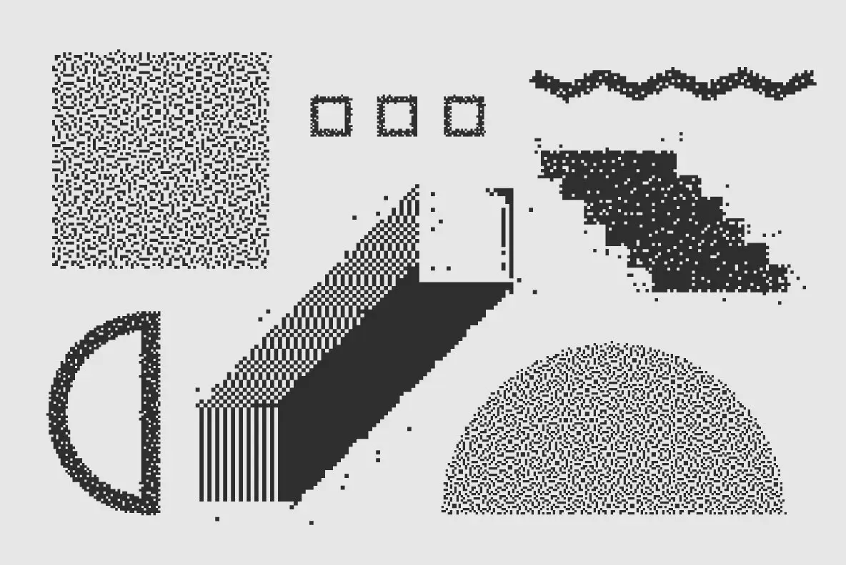 120 Vector Dither Textured Clip Art Shapes Set Graphics - YouWorkForThem