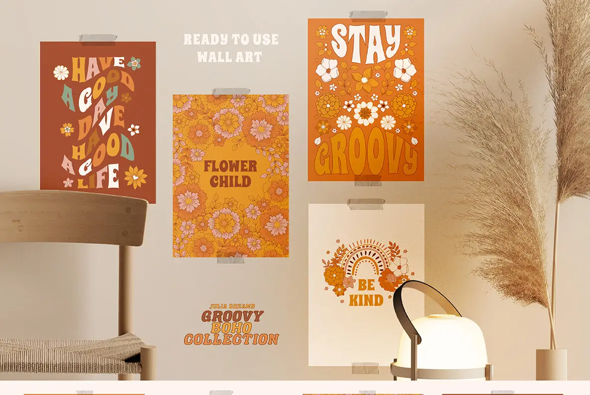 Groovy Boho Collection Graphics - YouWorkForThem