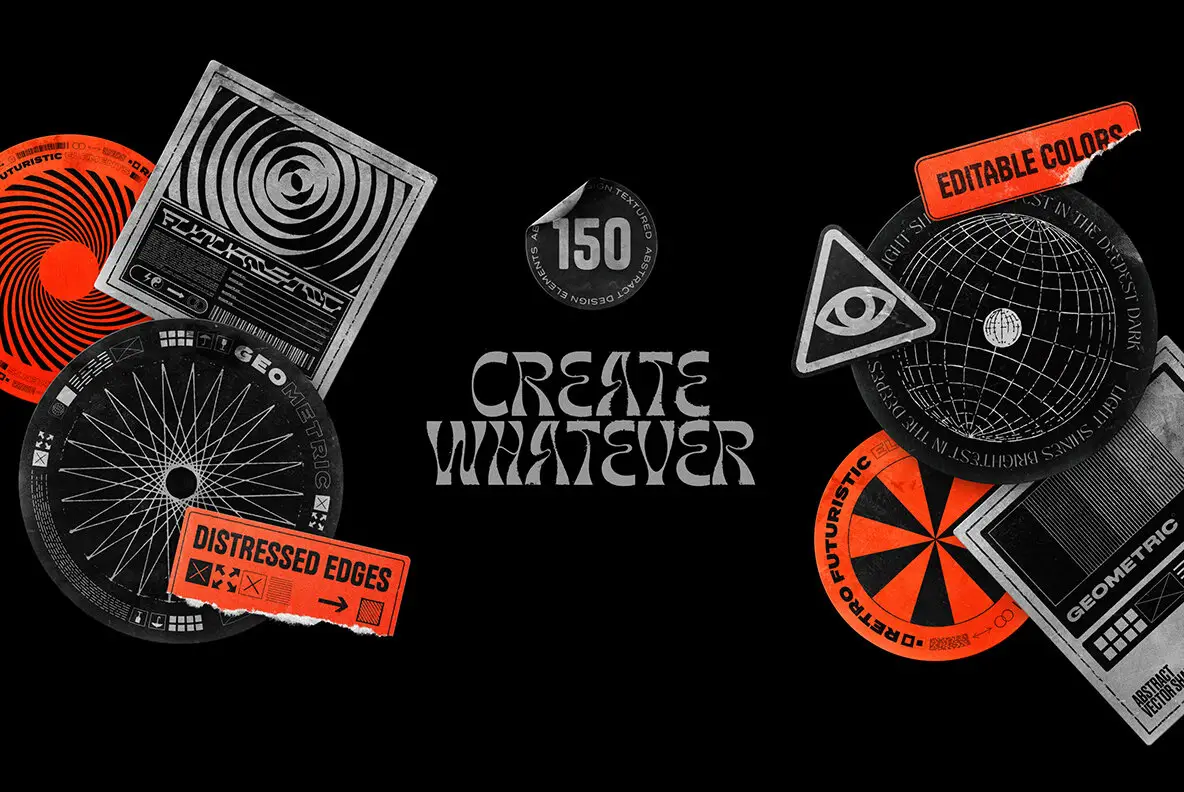 150 Geometric Shapes with Distressed Edges Distressed - YouWorkForThem