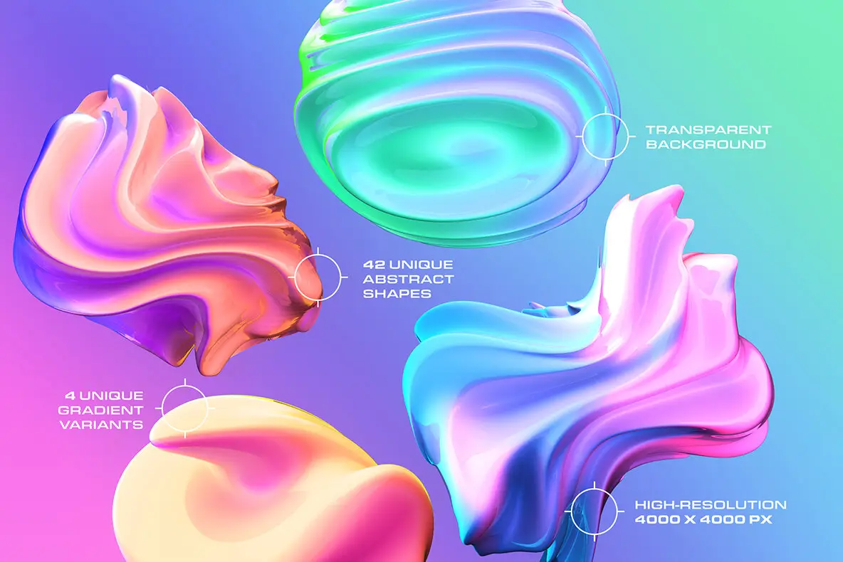 3D Gradient Abstract Shapes Graphics - YouWorkForThem