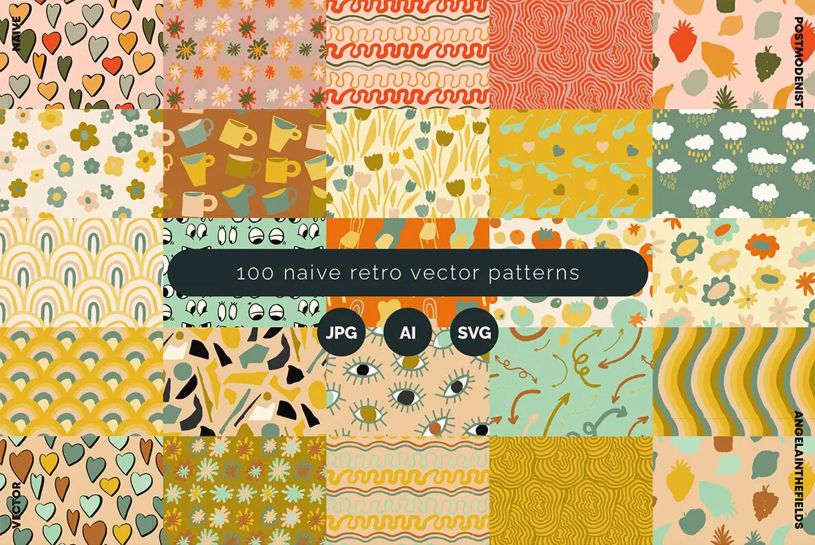 100 Naive Vector Patterns Collection Graphics - YouWorkForThem