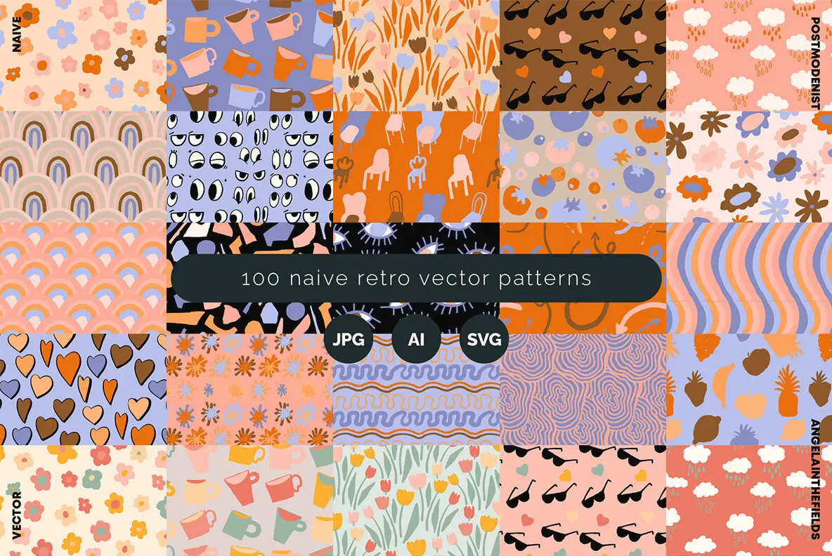 100 Naive Vector Patterns Collection Graphics - YouWorkForThem