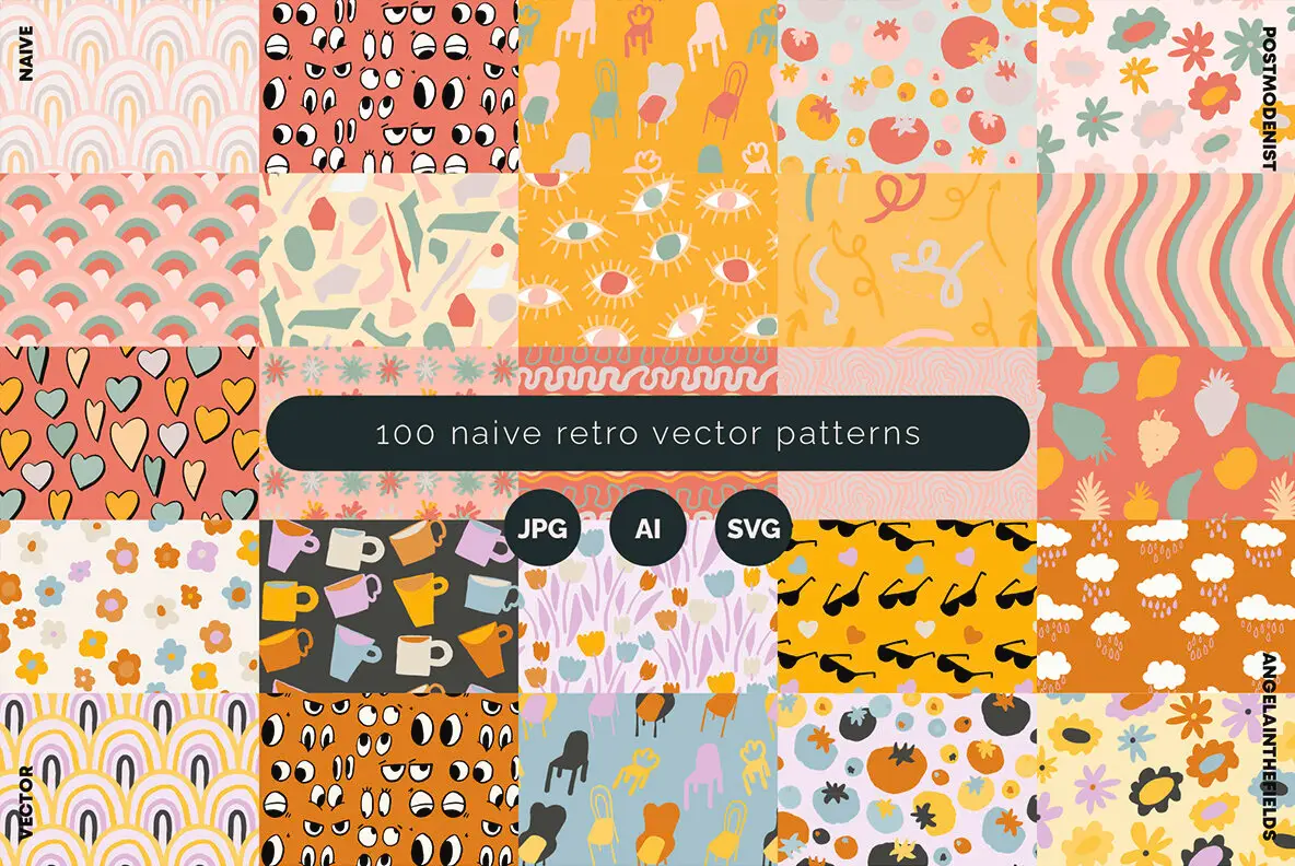100 Naive Vector Patterns Collection Graphics - YouWorkForThem