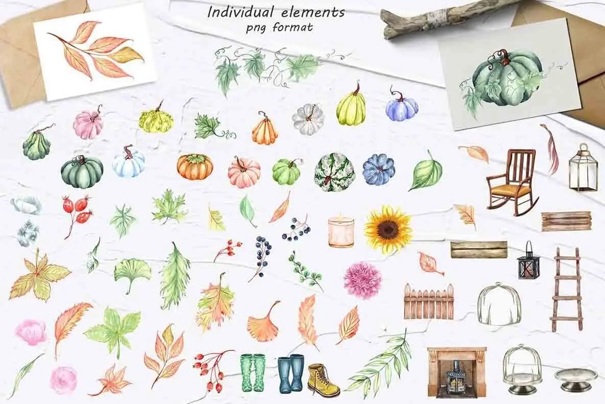 Autumn Garden Watercolor Collection Graphics - YouWorkForThem