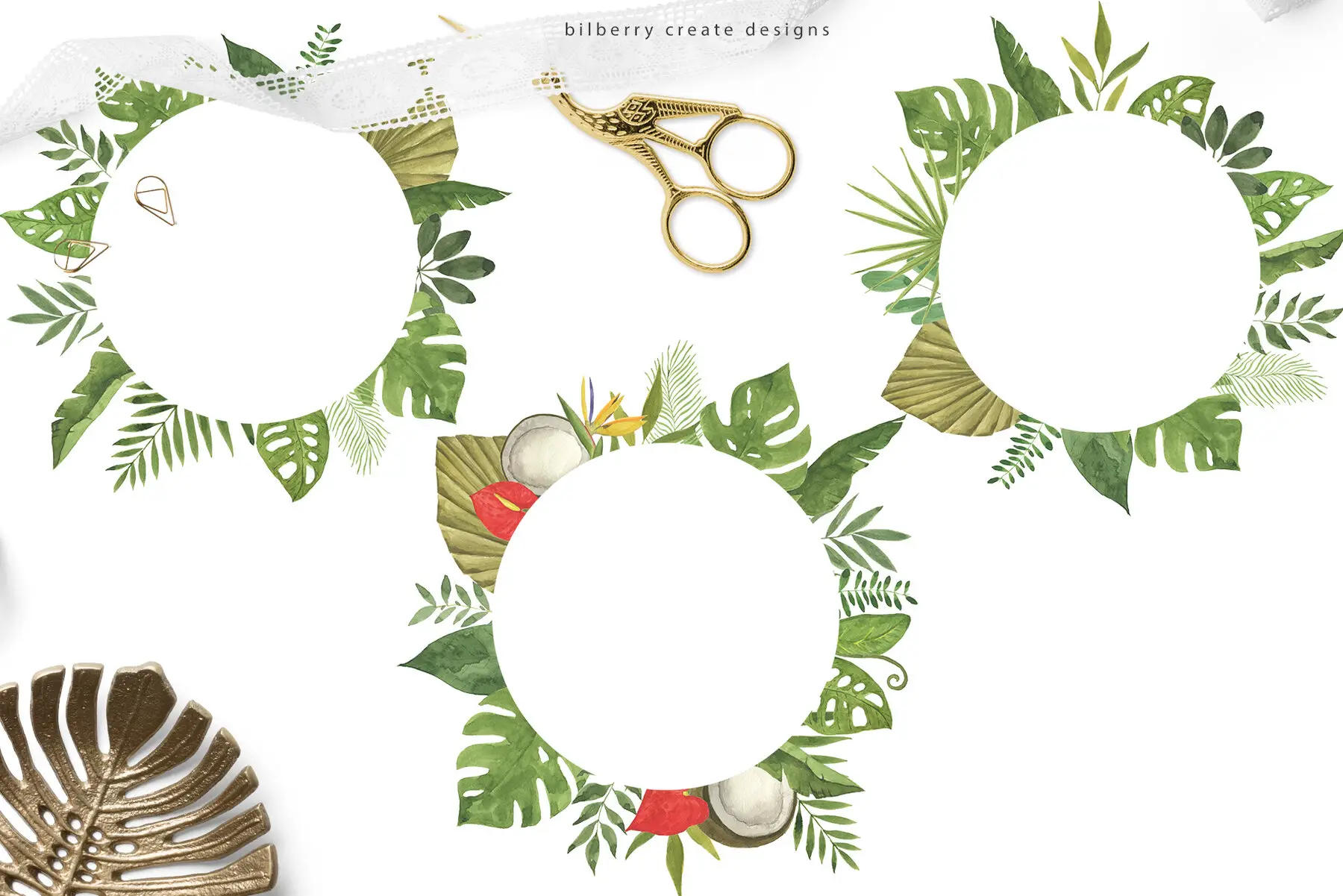 Watercolor Tropical Art Set Graphics - YouWorkForThem