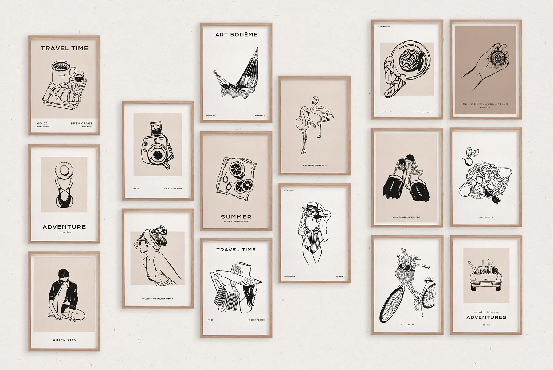 Modern Travel Prints Posters Illustrations - YouWorkForThem