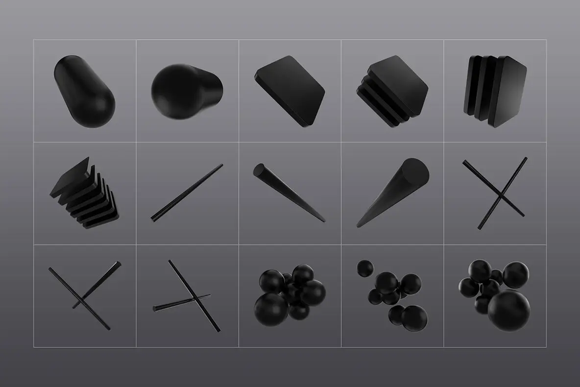 3D Black Shapes Collection 3D - YouWorkForThem