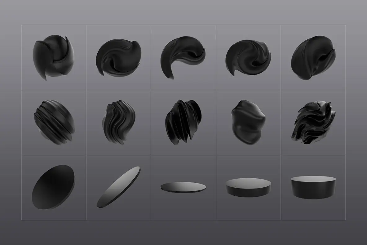 3D Black Shapes Collection 3D - YouWorkForThem