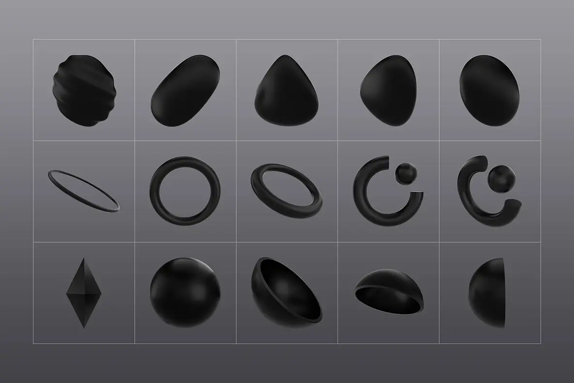 3D Black Shapes Collection 3D - YouWorkForThem