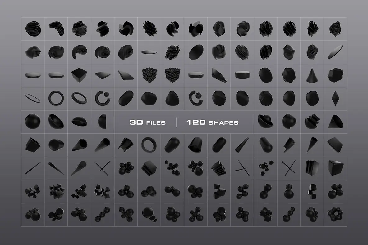 3D Black Shapes Collection 3D - YouWorkForThem