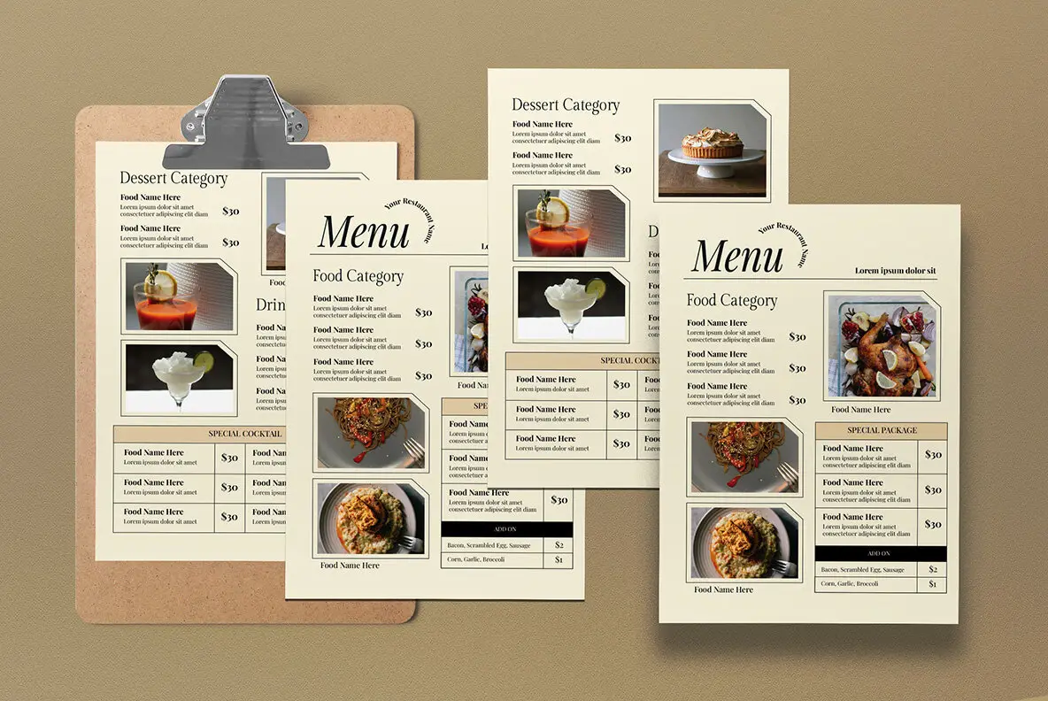 Beige Minimalist Food Menu Graphics - YouWorkForThem