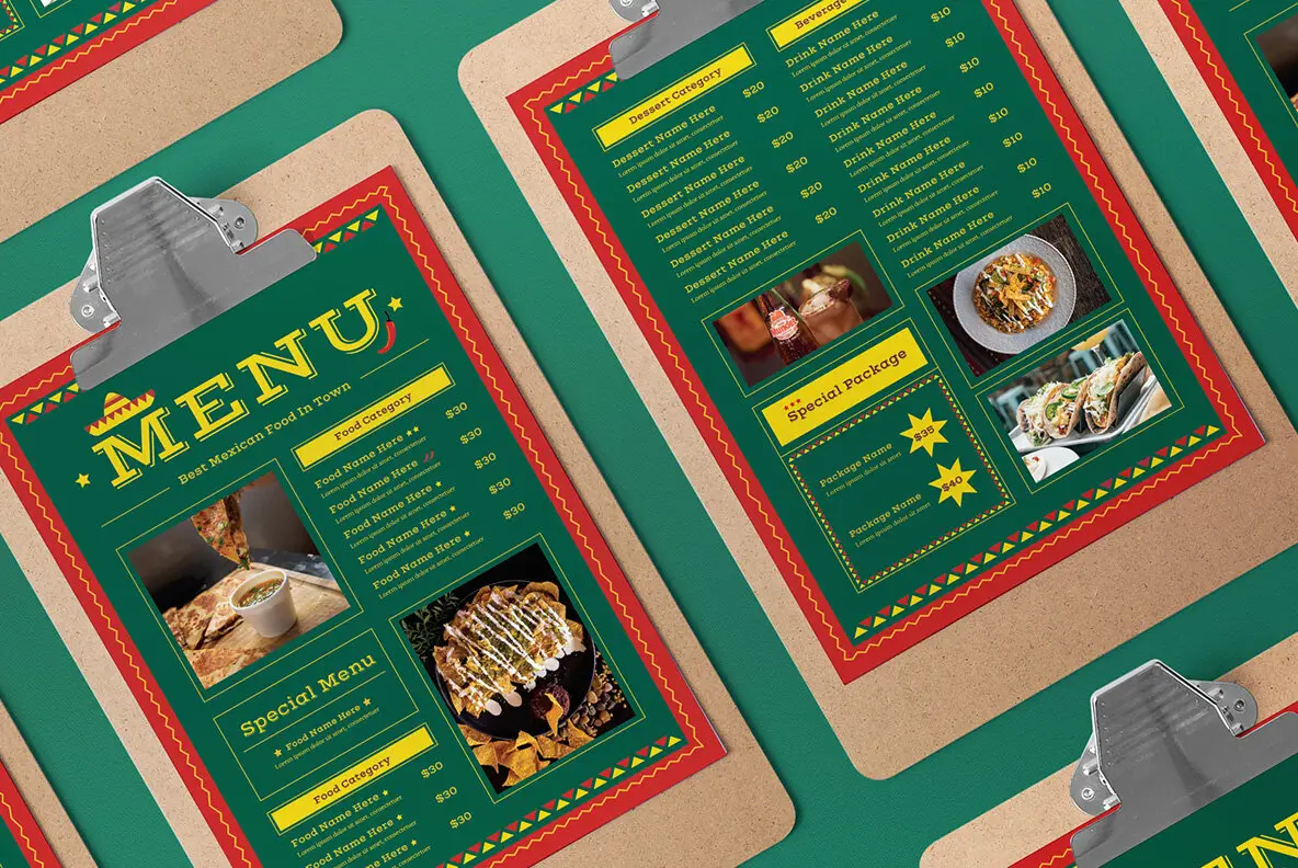 Green Flat Design Food Menu Graphics - YouWorkForThem