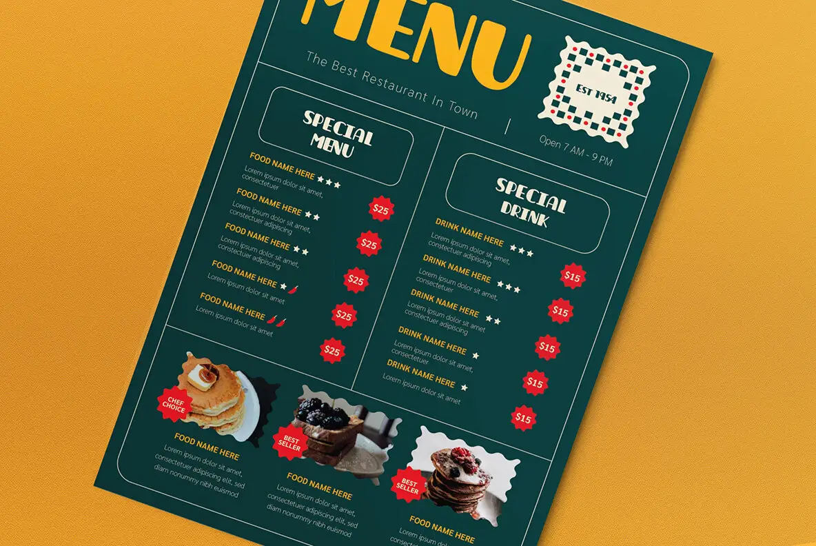 Green Vintage Food Menu Graphics - YouWorkForThem