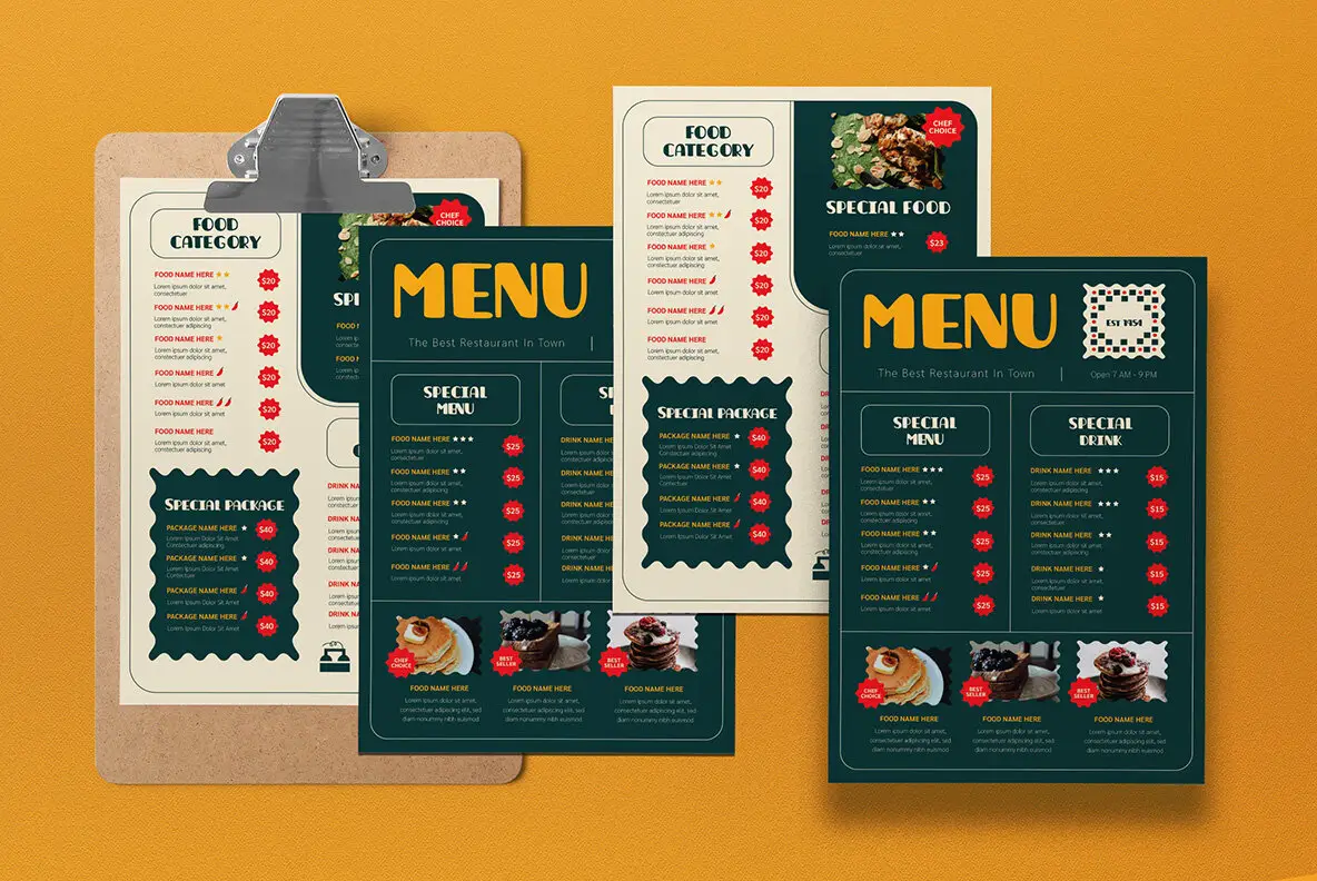 Green Vintage Food Menu Graphics - YouWorkForThem