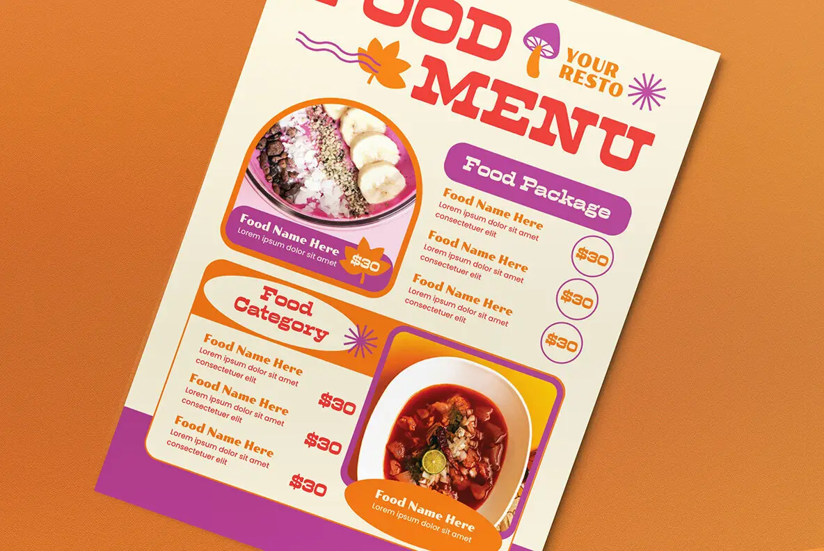 Orange Modern Food Menu Graphics - YouWorkForThem