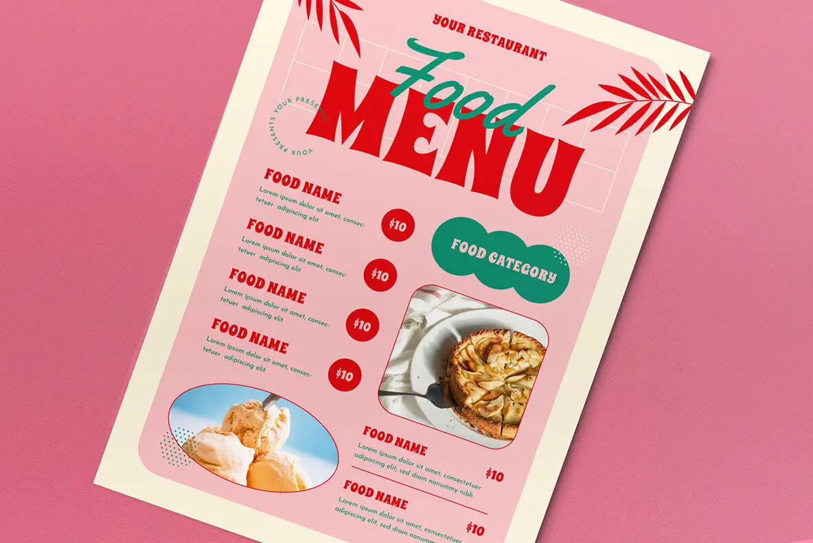 Pink Summer Food Menu Graphics - YouWorkForThem