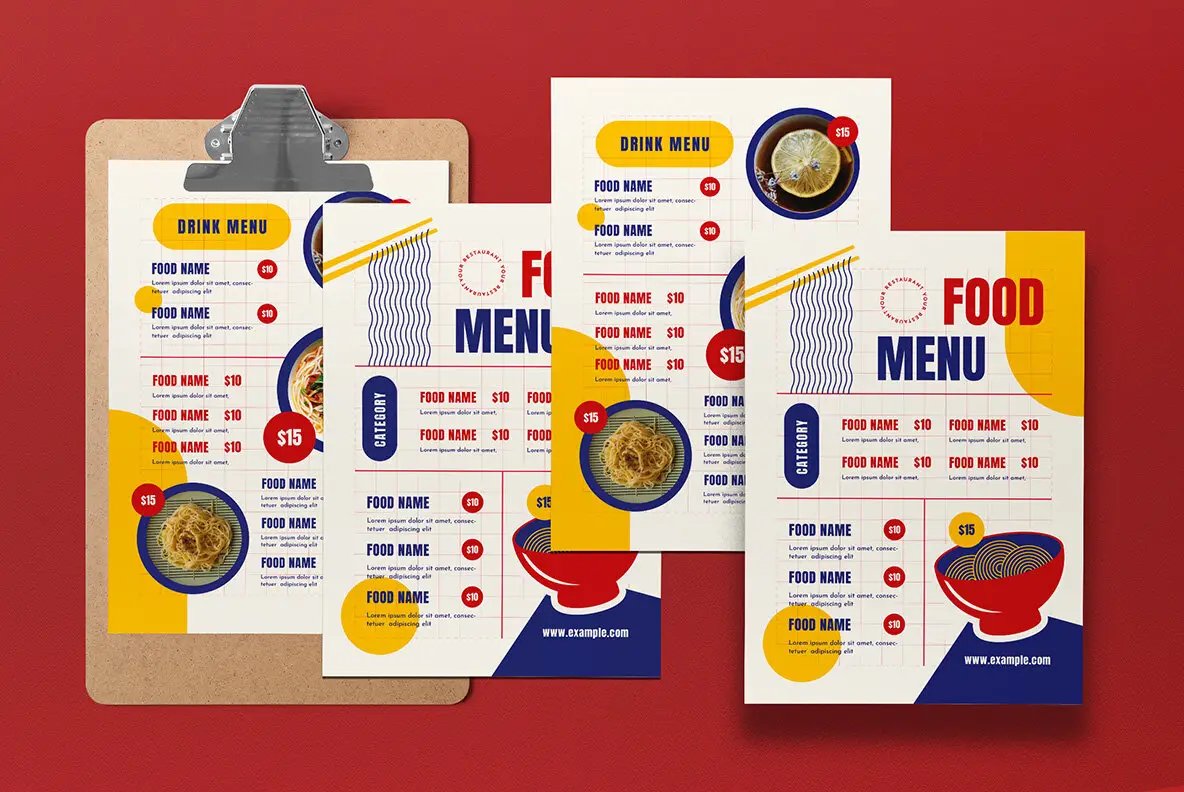 Blue Geometry Japanese Food Menu Graphics - YouWorkForThem