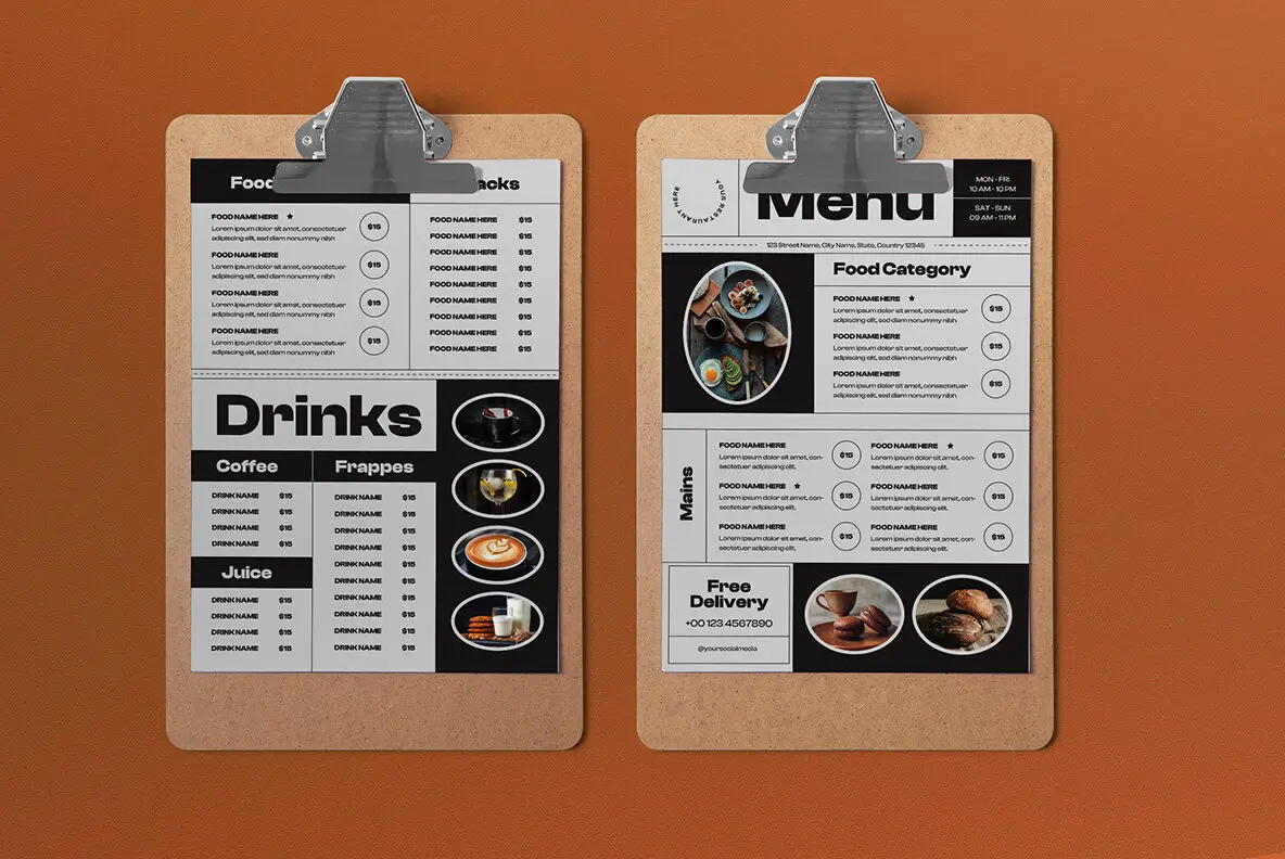 Grey Minimalist Restaurant Food Menu Mockups - YouWorkForThem