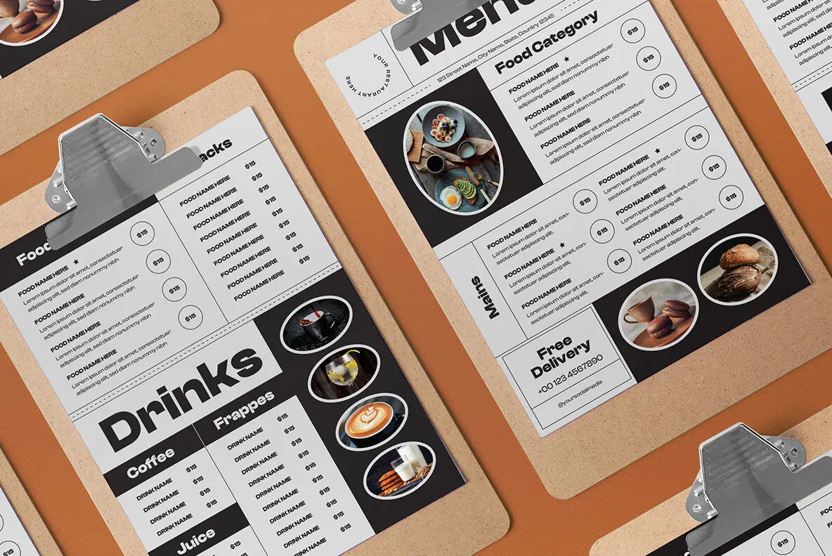 Grey Minimalist Restaurant Food Menu Mockups - YouWorkForThem