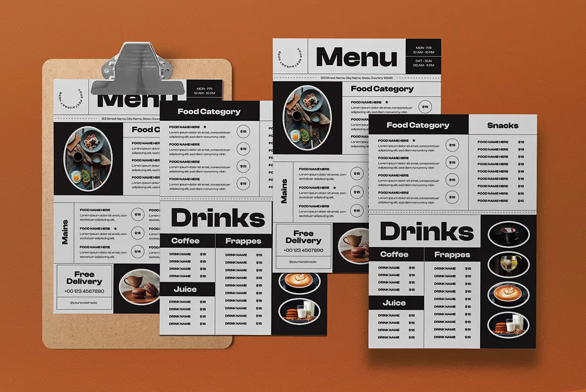 Grey Minimalist Restaurant Food Menu Mockups - YouWorkForThem