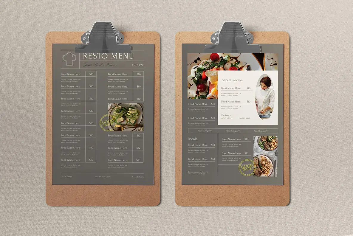 Grey Modern Resto Food Menu Graphics - YouWorkForThem